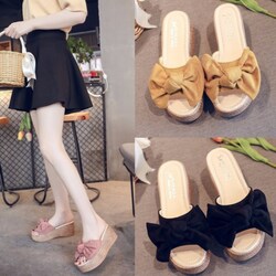 통굽 리본 슬리퍼 여름 바캉스 키높이 샌들 7cm - SSG.COM