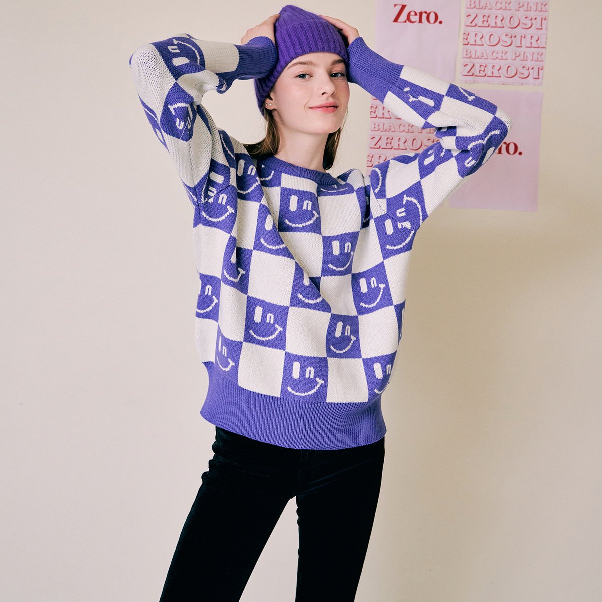 (ZJFFEP009) SMILE SWEATER / PURPLE - SSG.COM
