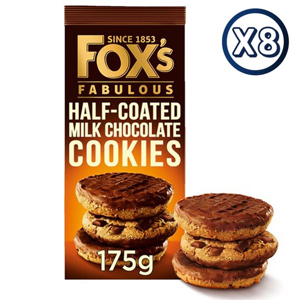 Fox`s Half Coated Milk Chocolate Cookies 폭스 하프 코티드 밀크 초콜릿 쿠키 175g 8팩 ...
