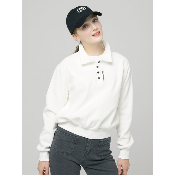 24FW 셔츠 카라 양면 피케 조직 루즈 핏 화이트 스웨트셔츠 - SSG.COM