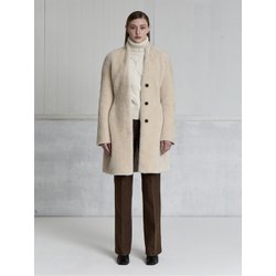 COLLARLESS SHEARLING COAT (CREAM) - SSG.COM