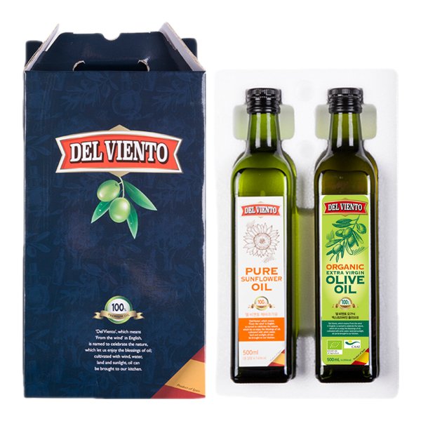 [10/2(목) 오후 4시까지 주문시, 명절전 출고] 델비엔토 엑스트라버진 올리브유1P+해바라기씨유1P 500ml 2P 선물세트 안전포장 - SSG.COM