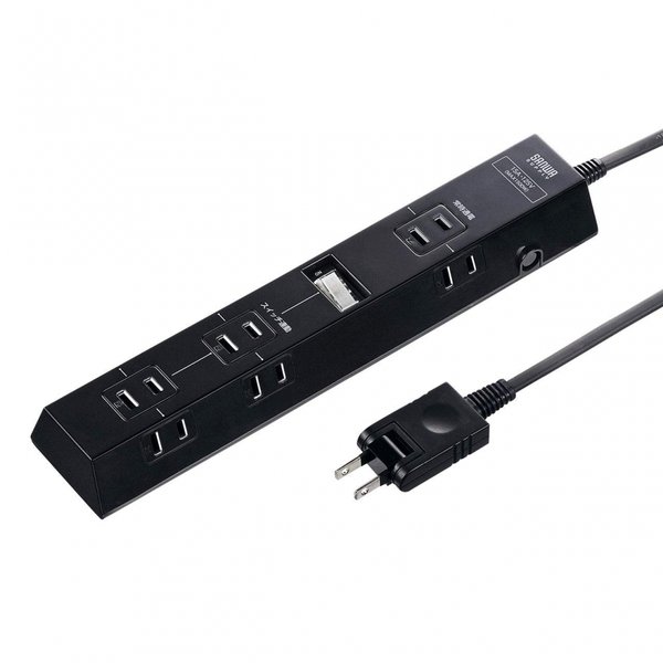 AC TAP-B40BK 산와 서플라이 전원 탭 9개 입・2P・2m 어댑터 대응 레이아웃 일괄 집중 스위치 - SSG.COM