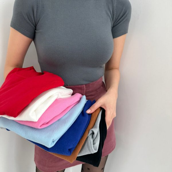 베이시코 / 9color 타이트 숏 반팔니트[중지]8 - SSG.COM