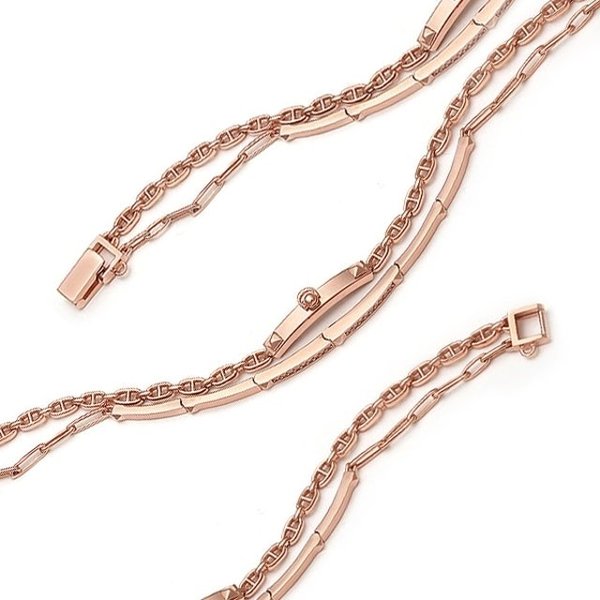 [비앤비골드] 18K 유니크 2줄 체인 큐빅 팔찌 JNB27062 - SSG.COM