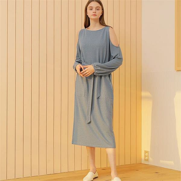 [와드로브] LINEN JERSEY OPEN SHOULDER ONE-PIECE_BLUE (5150070) - SSG.COM