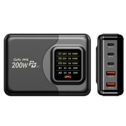 UM2 200W 디스플레이 PD USB C타입 PPS 초고속 멀티 접지 GAN 충전기 - SSG.COM