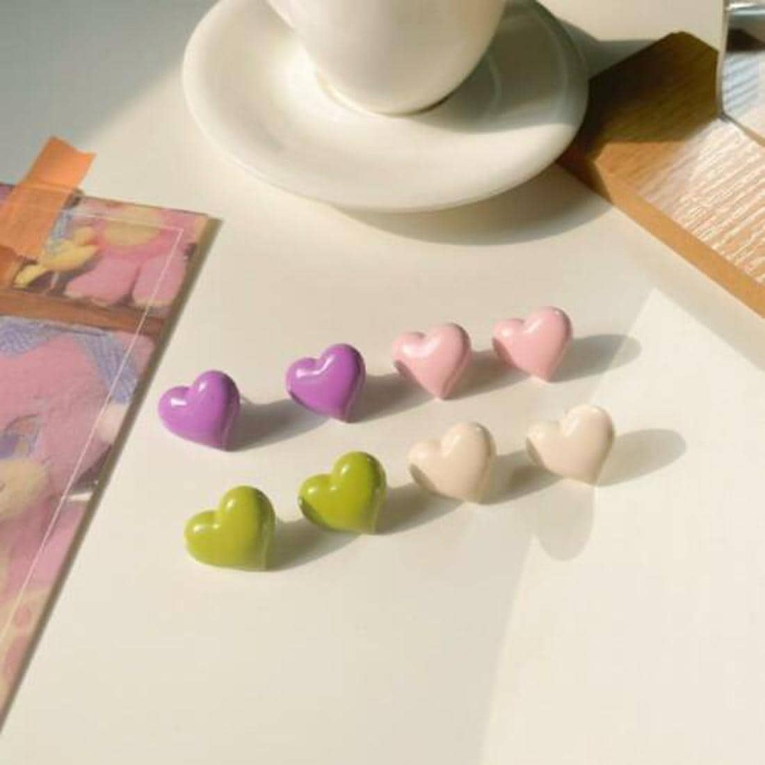 여자 레트로 하트 모양 핑크 퍼플 코튼 캔디 귀걸이, 믿고 사는 즐거움 SSG.COM