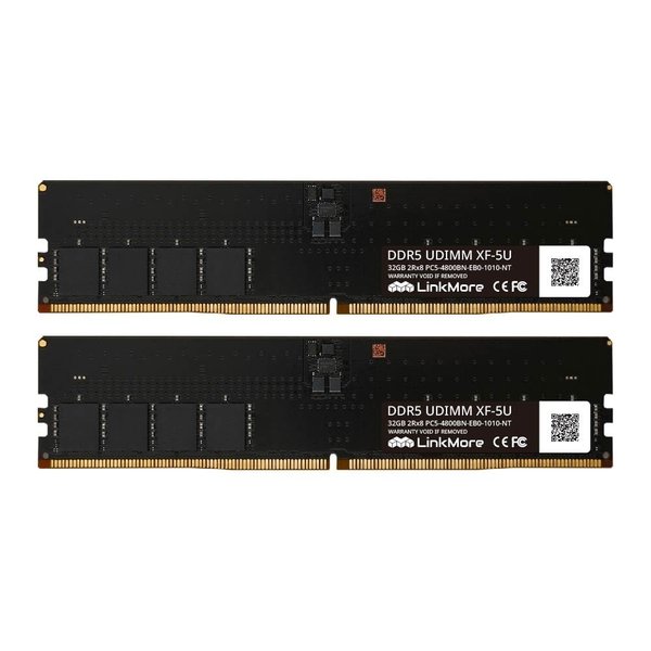 LinkMore DDR5 32GBx2매 세트(64GB) 4800Mhz PC5-38400 데스크탑 PC용 메모리(CL401 ...