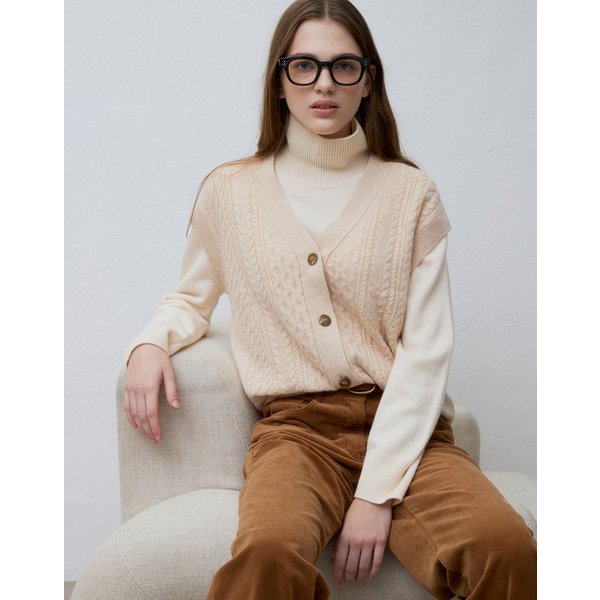 [22FW] 라이트 베이지 울혼방 케이블 오픈형 베스트 HSSW2D802I1 - SSG.COM