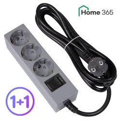 1+1 홈365 국산 과부하차단 멀티탭 3구 3m 그레이 블랙 / 16A 콘센트 멀티콘센트 - SSG.COM