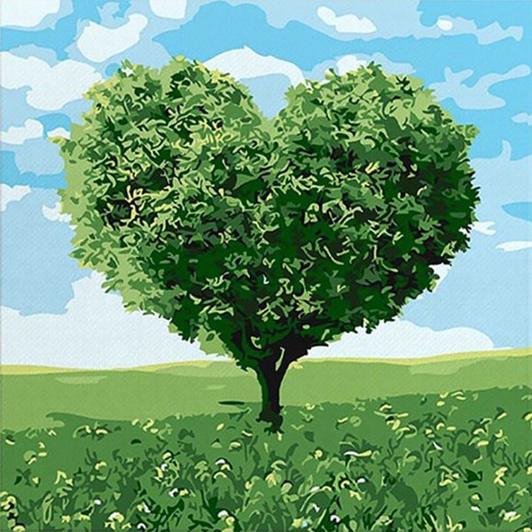1300K 그린 하트 트리 캔버스 DIY명화그리기 25x25 - SSG.COM