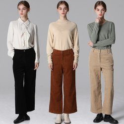3SET [홈쇼핑방송/(LeOT)] 코듀로이 세미와이드 팬츠 3종세트-사이즈 55~88까지 - SSG.COM