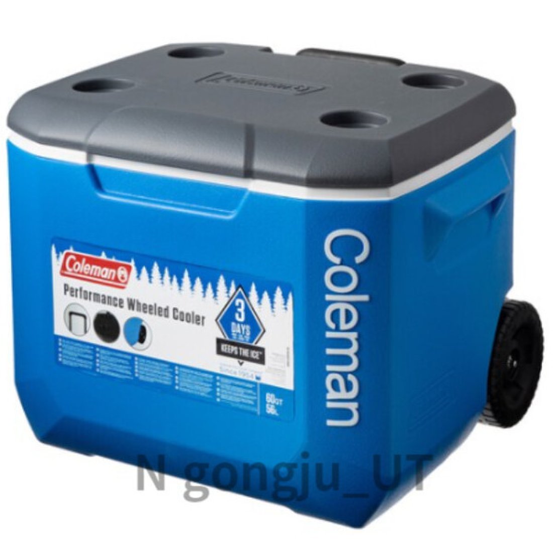 콜맨 퍼포먼스 트리 휠 캠핑 블루 아이스박스 56L 1개, 믿고 사는 즐거움 SSG.COM