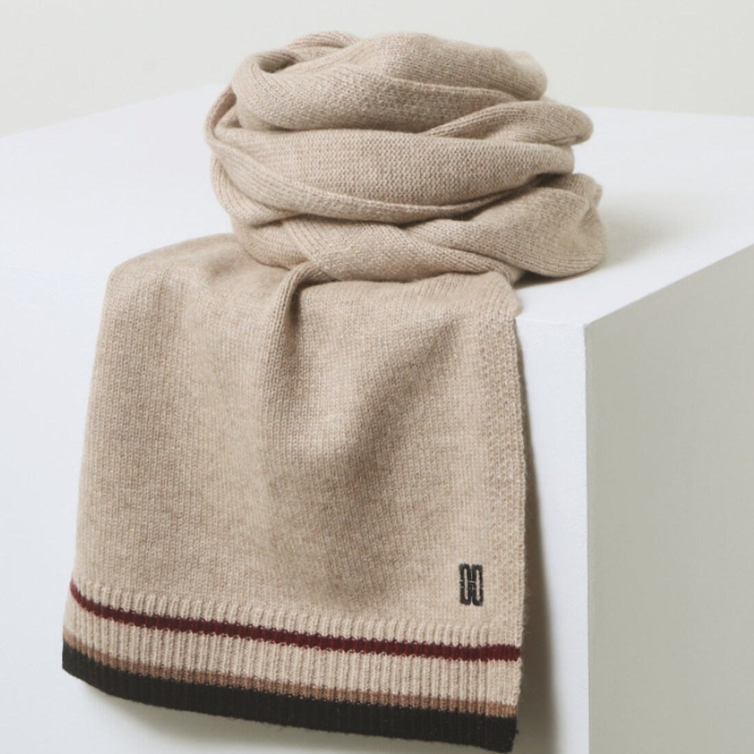 DBMU2F992W3 [DAKS MUFFLER]남녀공용 브라운 라인배색 캐시미어 100% 머플러, 신세계백화점