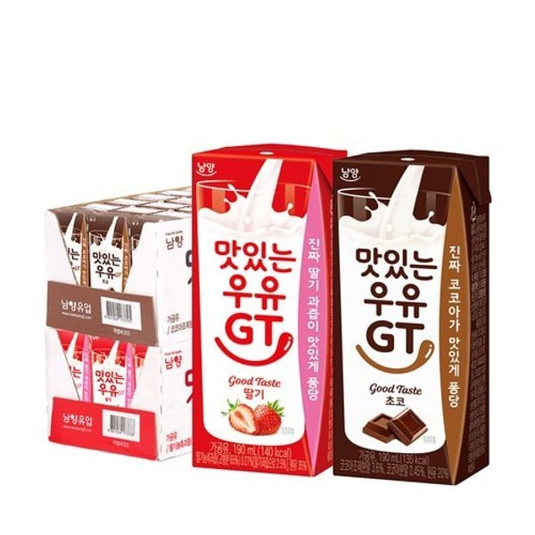 남양 맛있는우유GT 초코 딸기 190ml 48팩 - SSG.COM