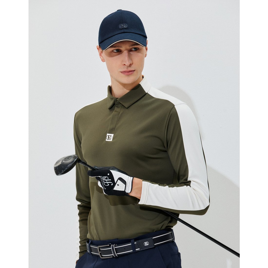 [22FW] [H-SIGNITURE]카키 라인 배색 포인트 긴팔 카라 HUTS2D601K2, 믿고 사는 즐거움 SSG.COM