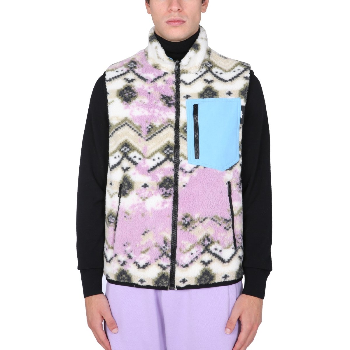 FW21 MSGM Mens Jacket FLEECE SHERPA VEST MULTICOLOUR 3140MH18R_21750303 ...