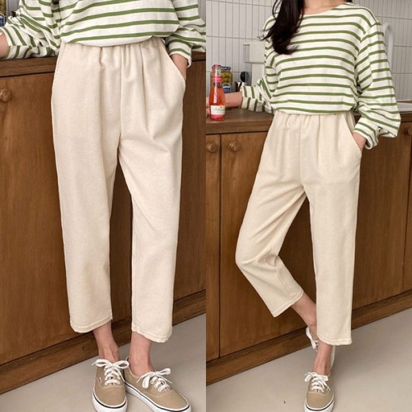 쉬즈미 / (PTS-416)셔링 8부 배기 면팬츠 여성 여름바지 슬랙스[중지]4 - SSG.COM