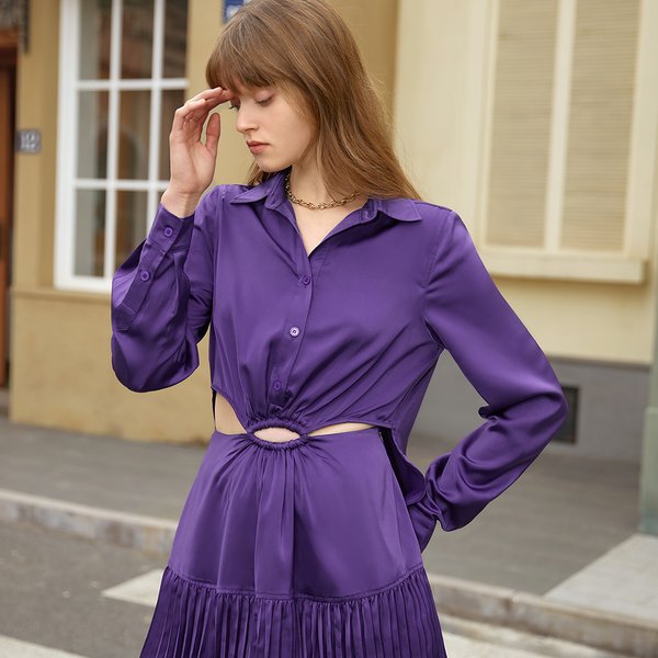 YY deep dark purple reveal dress - SSG.COM