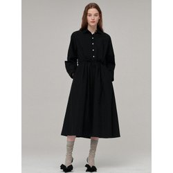 String front tuck shirt dress - Black - SSG.COM