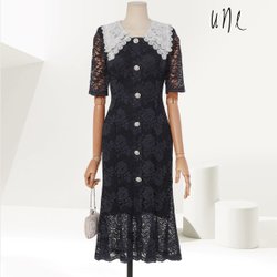 윈(une) [77까지]럭셔리레이스더블칼라원피스 - SSG.COM