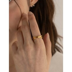 [Silver 925] Ribbon Line Ring SR211 - Gold - SSG.COM