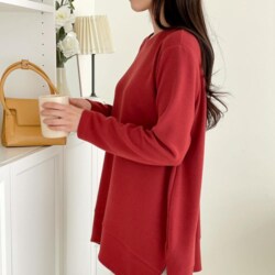 [M7] 여자 롱맨투맨 사이드슬릿 U넥 에이라인 티셔츠 - SSG.COM