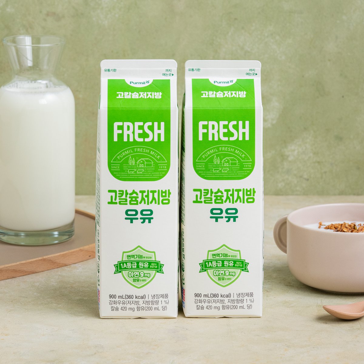 [푸르밀] 고칼슘 저지방 우유(900ml*2) 1800ml - SSG.COM
