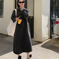 여자 가을 데님 버튼 롱롱 포켓 셔츠 LDW-SHA-SSIS573-블랙 - SSG.COM