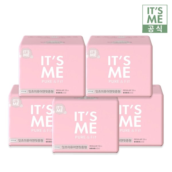 [ITS ME] 잇츠미 퓨어앤핏 생리대 중형 12P x 5팩 - SSG.COM