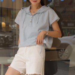 클릭앤퍼니 / [클릭앤퍼니] 핀체크스트링 후드반팔셔츠/77/패턴/유니크 (BL70654)[중지]9 - SSG.COM