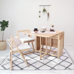 [리퍼] 라인 원목 확장형 식탁 4인 테이블 세트 (A type) - SSG.COM
