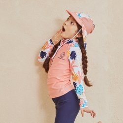 아이스샌드 주니어 아동 여아 집업 래쉬가드+플랩캡 5피스 초등학생 수영복 세트 BR-88102 - SSG.COM