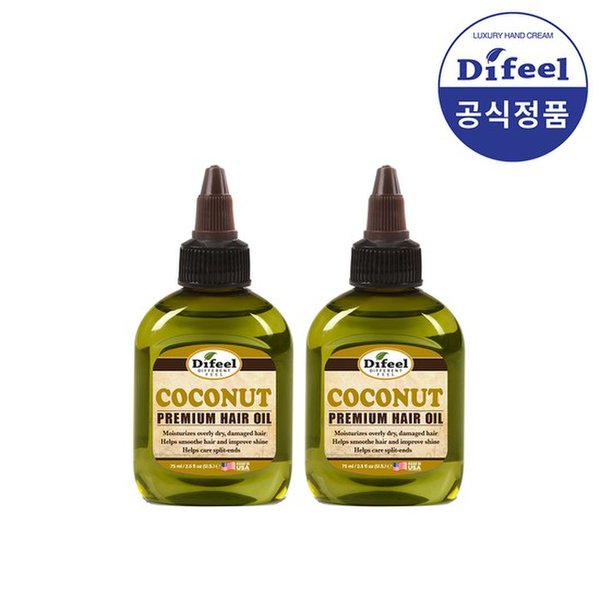 디필 프리미엄 내추럴 코코넛 헤어 오일 75ml X2 - SSG.COM