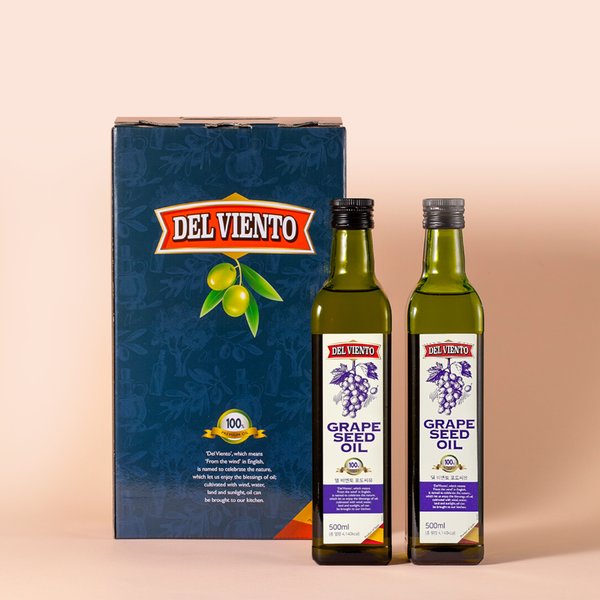 델비엔토 스페인산 프리미엄 포도씨유 500ml 2P 선물세트 안전포장 - SSG.COM