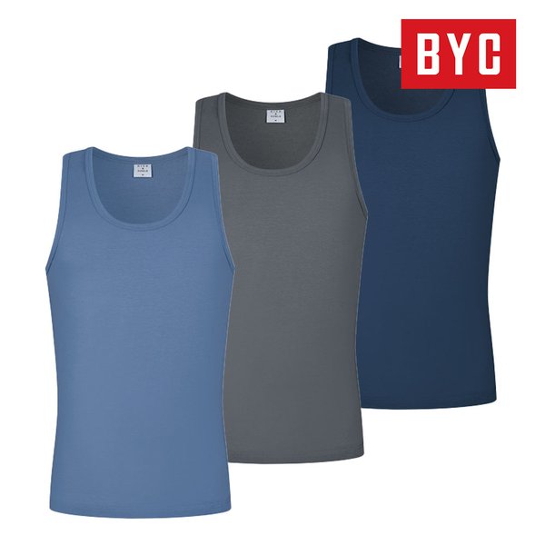 BYC 남성 80수 고급 민소매 런닝 면스판 메리야스 하이앤노블 3매입 MNS2003 - SSG.COM
