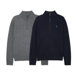 [23FW][2종 택1][아이코닉] 케이블 울 하프 터틀넥 집업 니트 (HZSW3D326) - SSG.COM