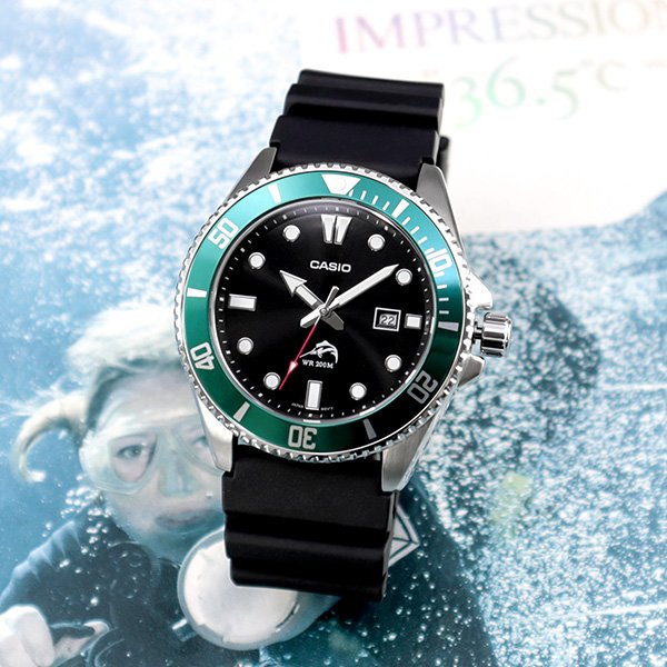 카시오 MDV-106B-1A3 흑새치 녹새치 다이버 스포츠 남자 우레탄 시계 a - SSG.COM