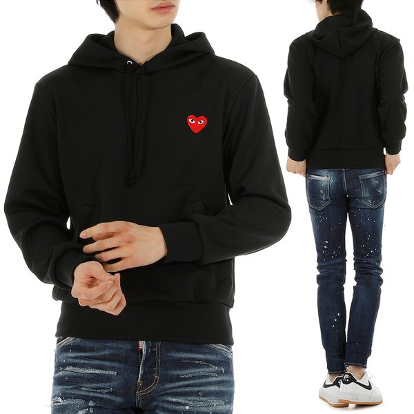 꼼데가르송 21FW AZT174 BLACK 레드하트 와펜 후드티 - SSG.COM