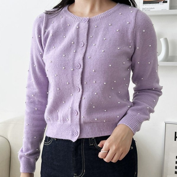 [sado]여성 라운드넥 진주크롭 니트가디건 66까지 22F04 - SSG.COM