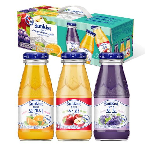 썬키스트 오포사 180ml x 24병 / 오렌지주스 포도주스 사과주스 선물세트 병음료 - SSG.COM