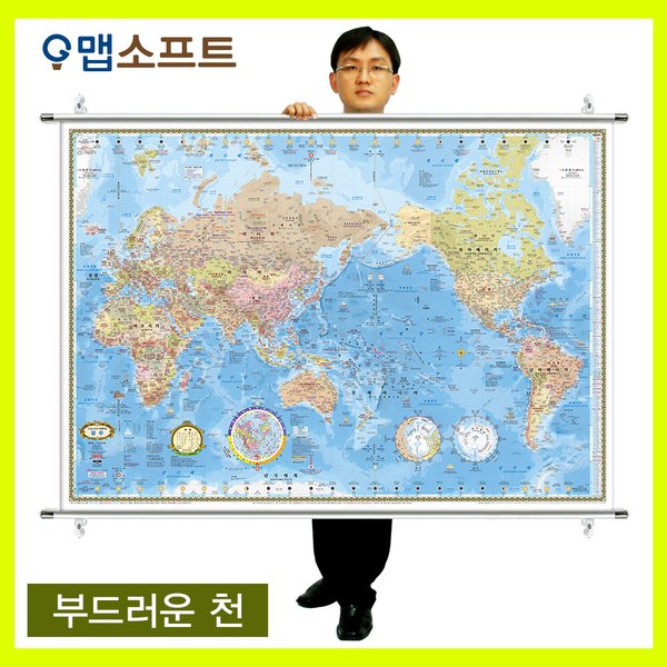 맵소프트 세계지도 중형 캔버스 족자형 1m 50cm X 1m 10cm 인테리어 패브릭 - SSG.COM