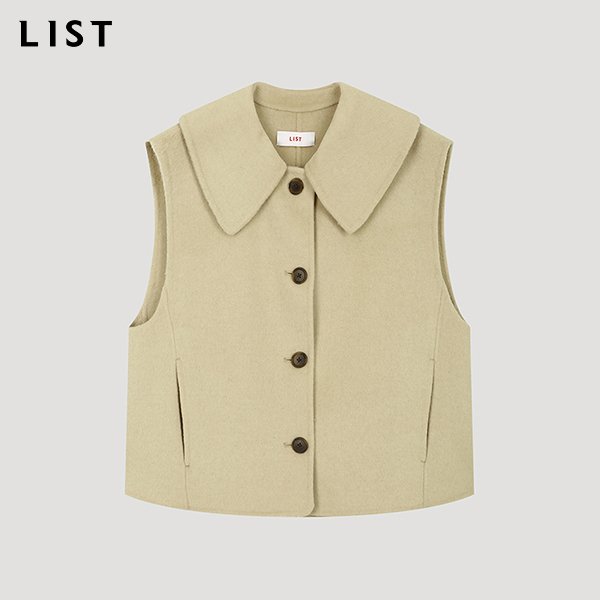 울 와이드 카라 핸드메이드 베스트_TWHVTO82020_LB - SSG.COM
