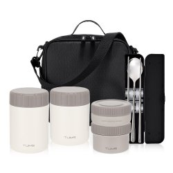 텀스 스텐+플라스틱 2in1 보온도시락 세트 6P (500+400+250+210ml+수저세트+가방) - SSG.COM