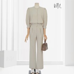 윈(une) [SET]펄버튼퍼프자켓+맞주름슬랙스SET - SSG.COM