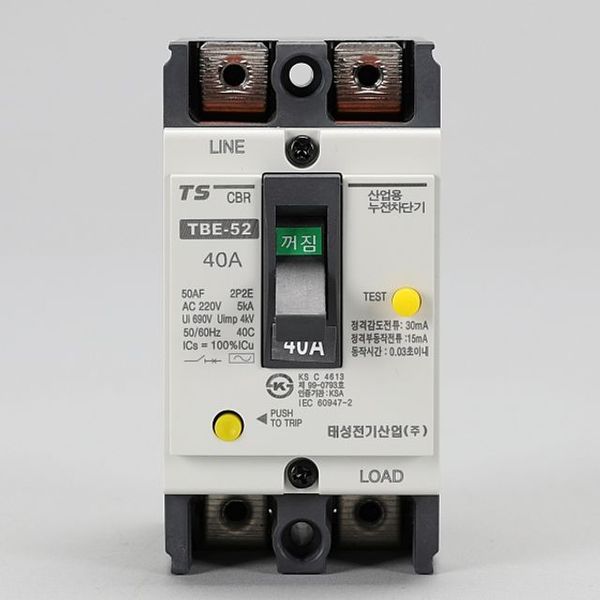 태성 산업용 2P 40A TBE-52 누전차단기 - SSG.COM
