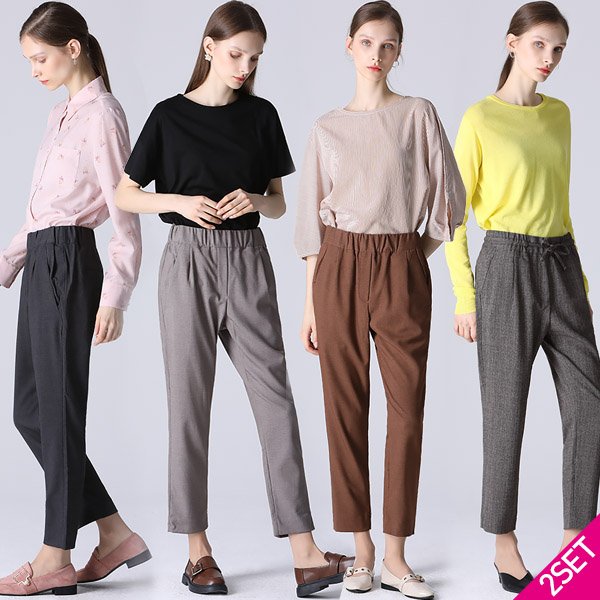 2SET 스르르 흐르는핏 세미 배기팬츠 2종세트_P320183401 - SSG.COM