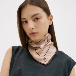 AVVINA Square Silk Scarf 50 - Beige/Brown - SSG.COM