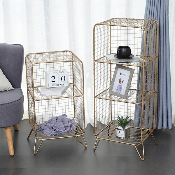 SJ-05사각 골드메탈 철조망 수납함 2단 3단 선반-리빙톡톡[무료배송] - SSG.COM